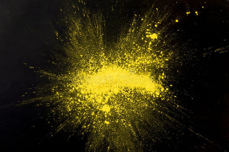 Explosion Yellow Colored Powder Black Surface. High Quality Beautiful ...