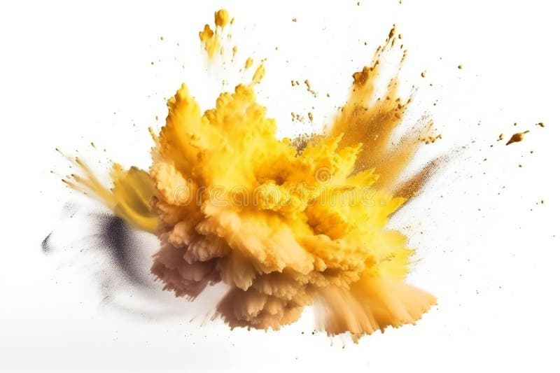 Explosion of Yellow Paint Isolated on White Background Stock ...