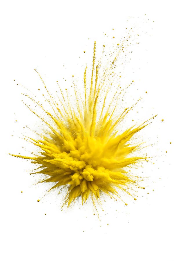 Explosion of Yellow Powder Forming a Radial Pattern on a White ...