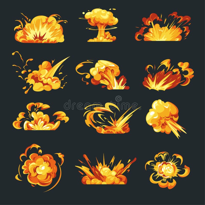 Explosions and Burst of Flames and Fire Vector Stock Illustration ...