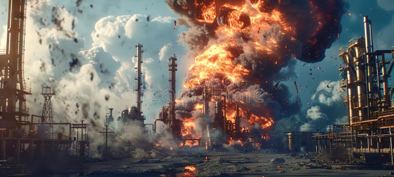 Explosions at a Chemical Plant Stock Photo - Image of fueltanks ...