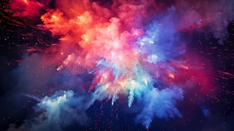 Explosions of Colorful Powder Beautify the Night Sky.AI Generated Stock ...