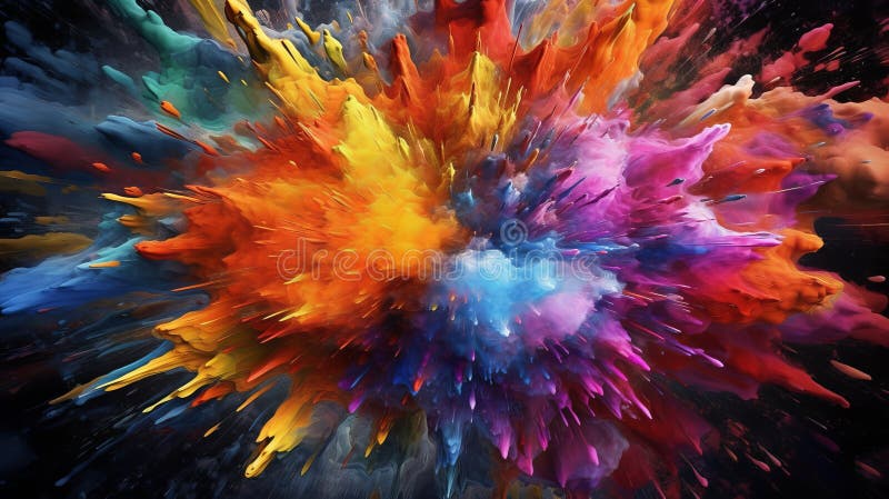 Explosions of Colors on a Picture, Many Colors, Dynamic, Modern, Visual ...