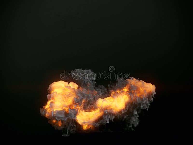 Explosions with Fantastic Thick Smoke Isolated on Dark Background. 3d ...