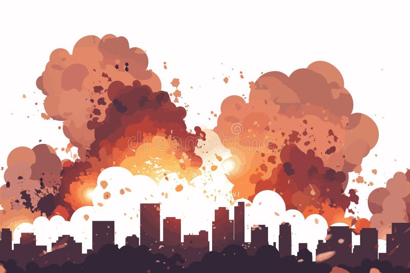 Explosions Over City Isolated Vector Style Stock Vector - Illustration ...