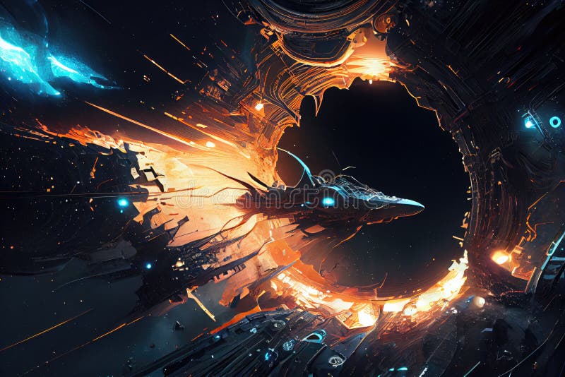 Explosions in Space, Galaxy Background, Flying Objects in Space, Generative AI Stock ...