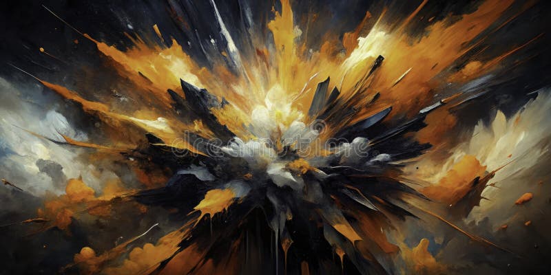 Explosive Abstract Art a Vibrant Black and Orange Explosion with Rich ...