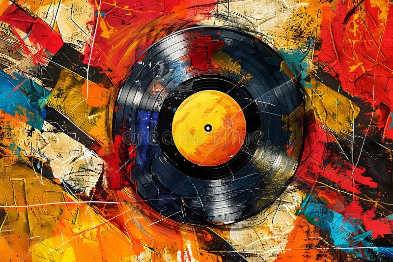 Explosive Abstract Art with Vinyl Record Stock Photo - Image of music ...