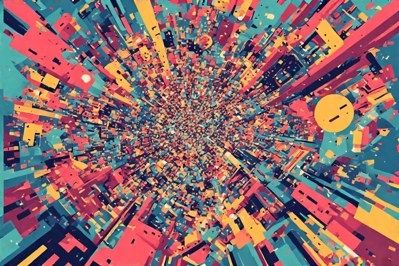 Explosive Abstract Geometric Composition Stock Illustration ...