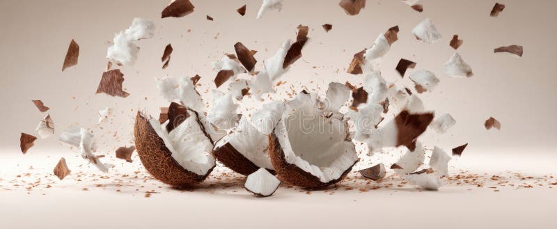 The Explosive Action of Coconut Shells Bursting in Mid-air AI Generated ...