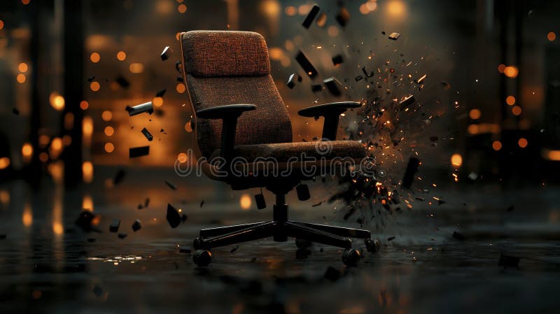 Explosive Action Office Chair Disintegration in Modern Workspace ...