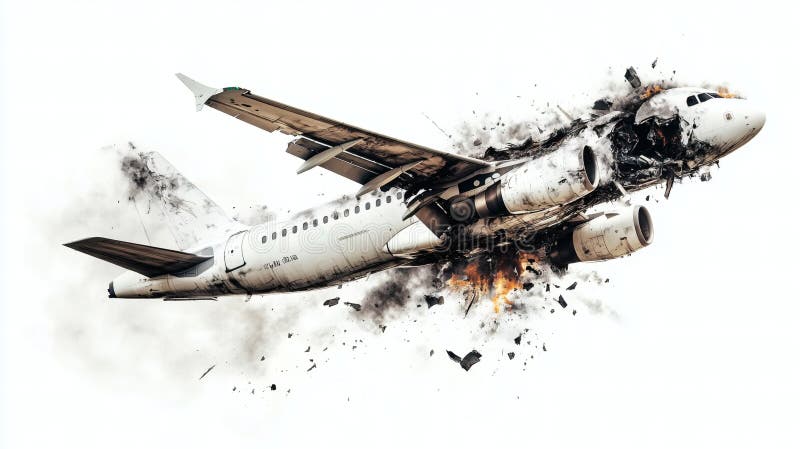 Explosive Airplane Crash in Mid-Flight Stock Illustration ...