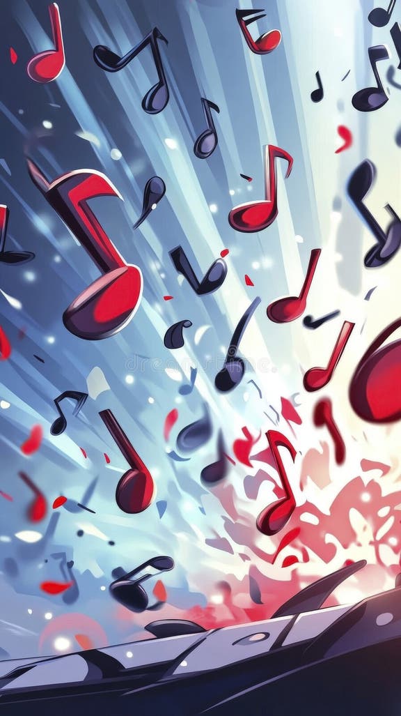 Explosive Array of Notes Amidst Cosmic Burst of Color Stock ...