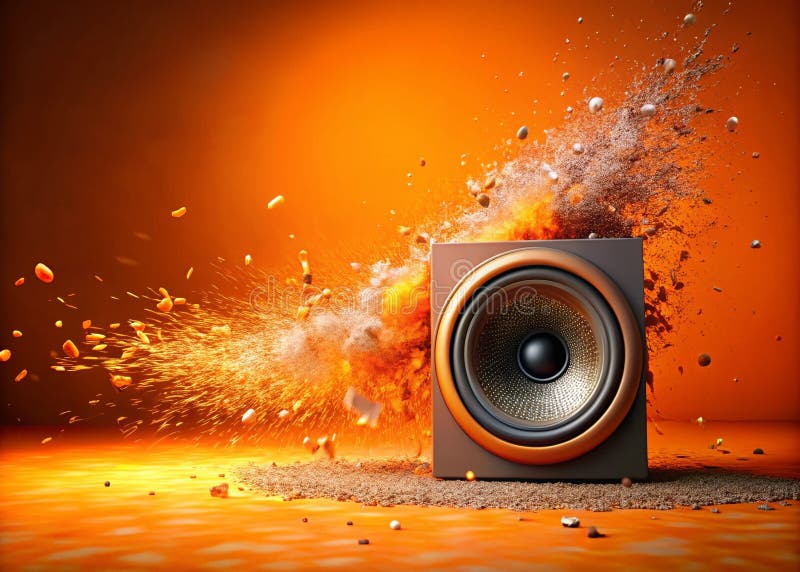 Explosive Audio Visualization Witness the Dynamic Orange Sound Wave ...
