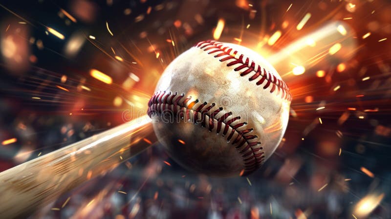Explosive Baseball Impact on the Field. Generative Ai Stock ...