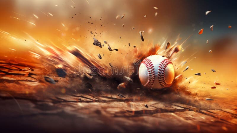 Explosive Baseball Impact on the Field. Generative Ai Stock ...