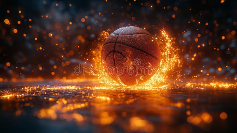 Explosive Basketball with Glowing Energy Effect in Motion Stock ...