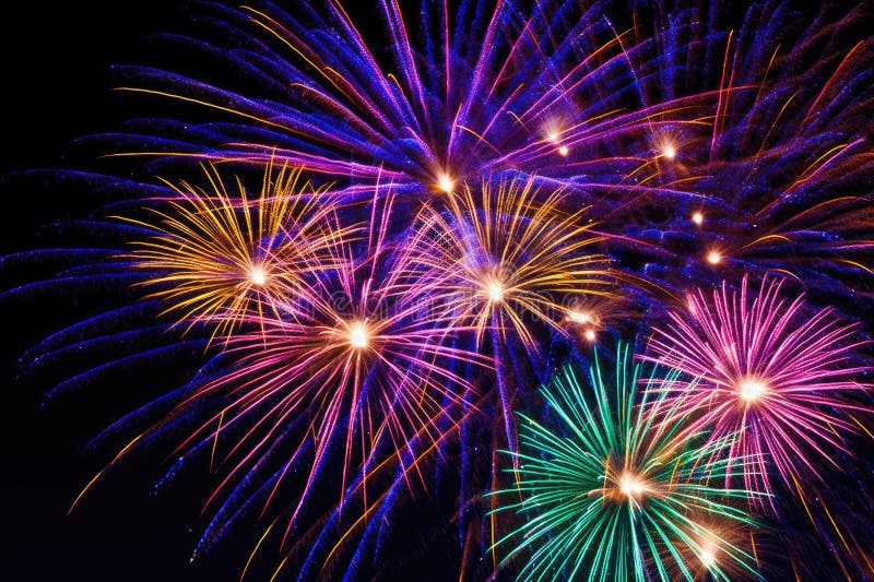 Explosive Beauty As Vibrant Bursts of Fireworks. Generative AI Stock ...