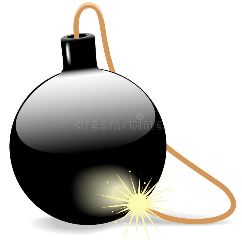 Explosive Black Ball Bomb with Burning Fuse Stock Vector - Illustration ...