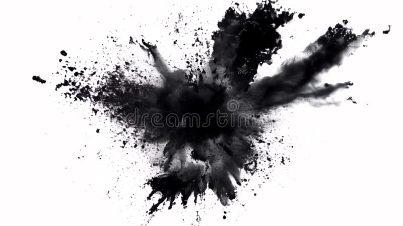 Explosive Black Powder Particles Drops Splash, Isolated on White ...
