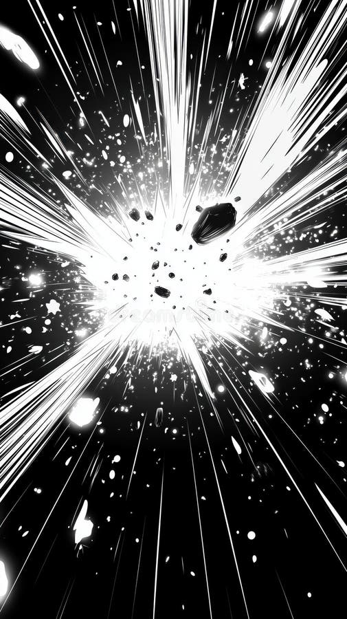 Explosive Black and White Abstract Illustration with Comic Dynamic ...