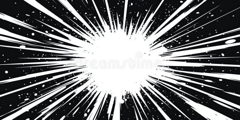 Explosive Black and White Comic Style Background with Dynamic Lines ...