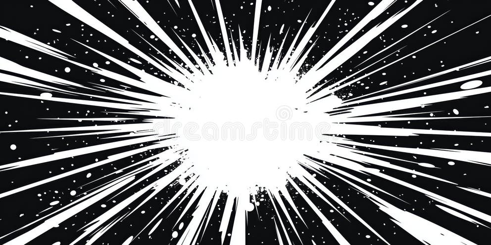 Explosive Black and White Comic Style Background with Dynamic Lines ...
