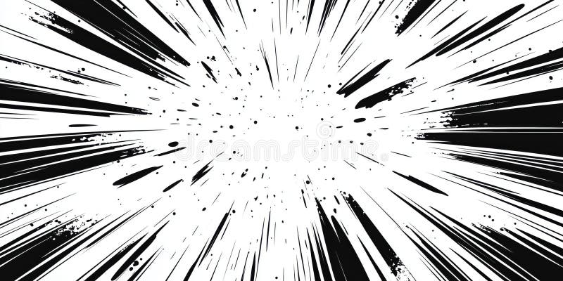 Explosive Black and White Comic Style Burst with Dynamic Lines and ...