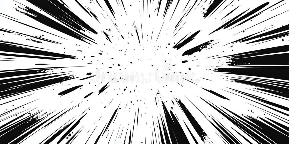 Explosive Black and White Comic Style Burst with Dynamic Lines and ...