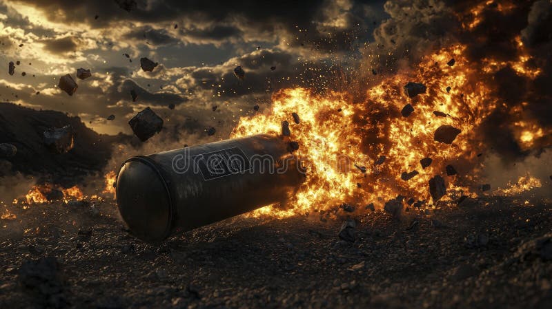 Explosive Blast Event Captured in Dramatic Landscape Action-packed ...