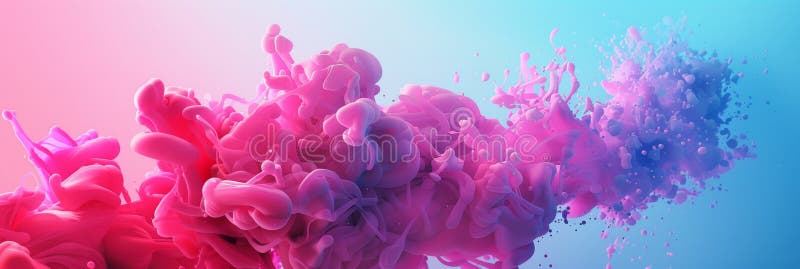 Explosive Blend of Pink and Blue Inks, Abstract Artwork. Surreal Fusion ...