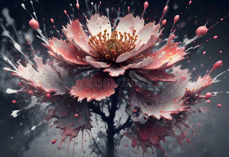 Explosive Bloom of a Large Abstract Flower in Dynamic Motion ...