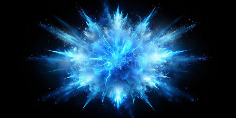 Explosive Blue Burst on Dark Background Creative AI Stock Illustration ...