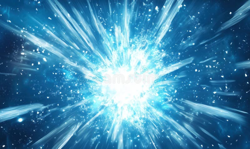 Explosive Blue Energy Burst with Radiating Light and Particles in ...