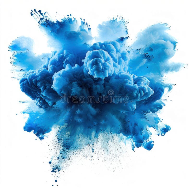 Explosive Blue Ink Splash on White Background. Generative Ai Stock ...