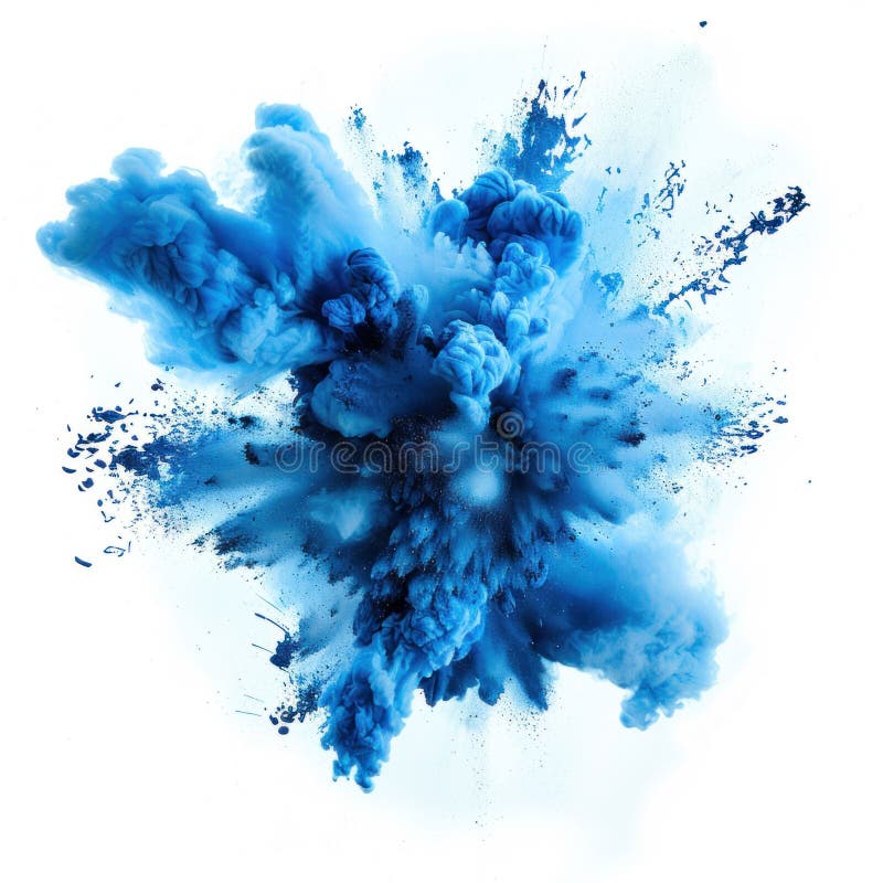 Explosive Blue Ink Splash on White Background. Generative Ai Stock ...
