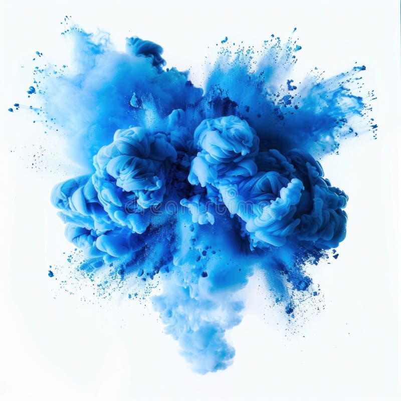 Explosive Blue Ink Splash on White Background. Generative Ai Stock ...