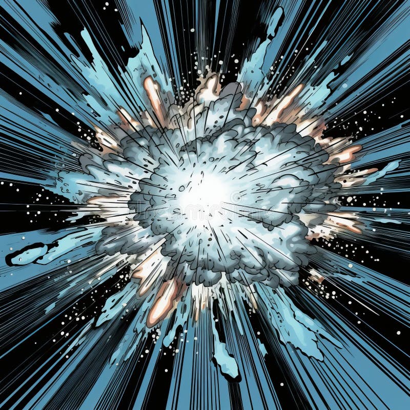 Explosive Blue Space: Detailed Comic Book Art in 8k Resolution Stock ...