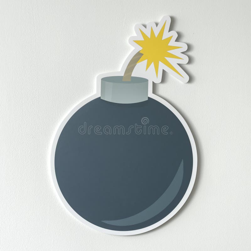 Explosive Bomb with Burning Wick Paper Craft Icon Design Stock ...