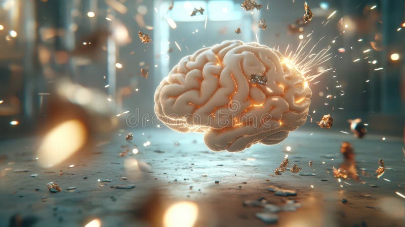 Explosive Brain, Colorful Depiction of Mind Unbound, Bursting with ...
