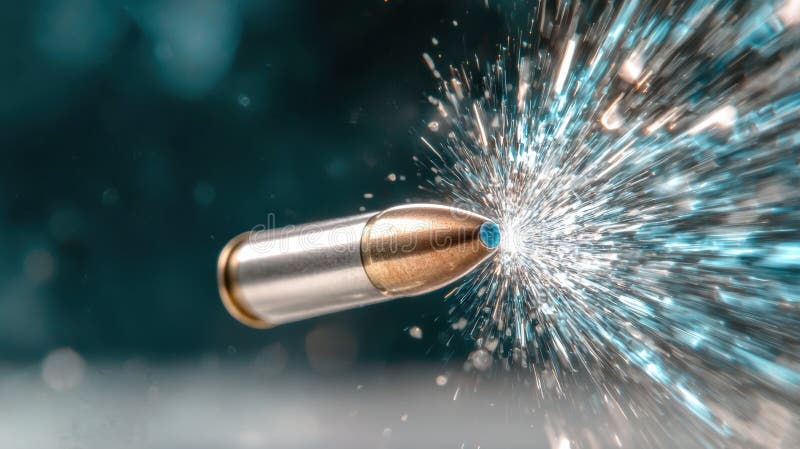 Explosive Bullet Firing with Sparks Stock Illustration - Illustration ...