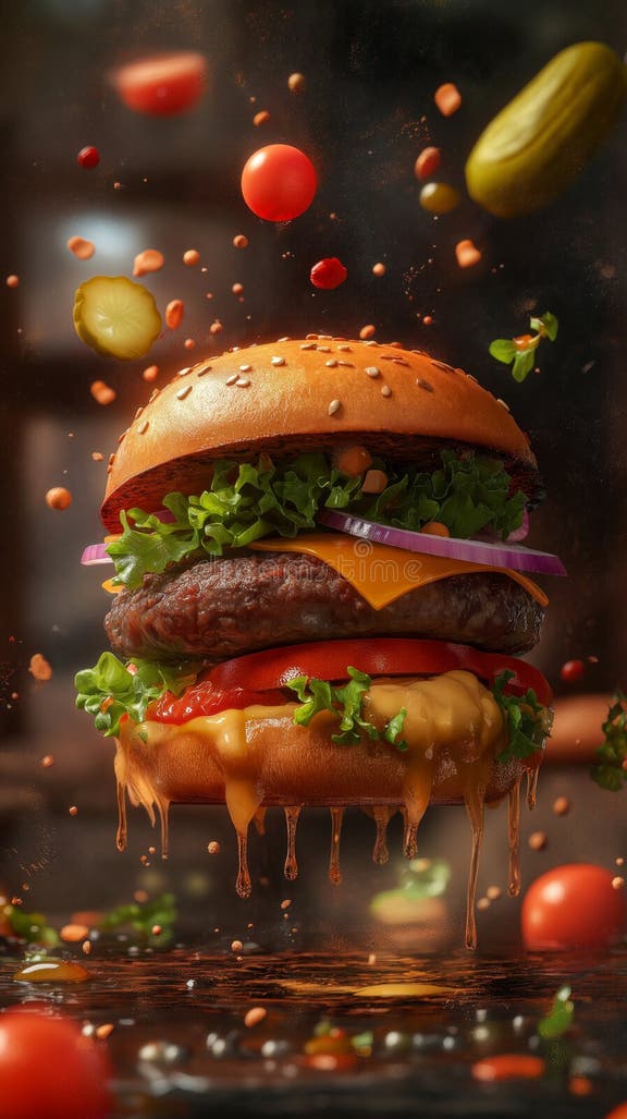 Explosive Burger stock illustration. Illustration of snack - 343930455