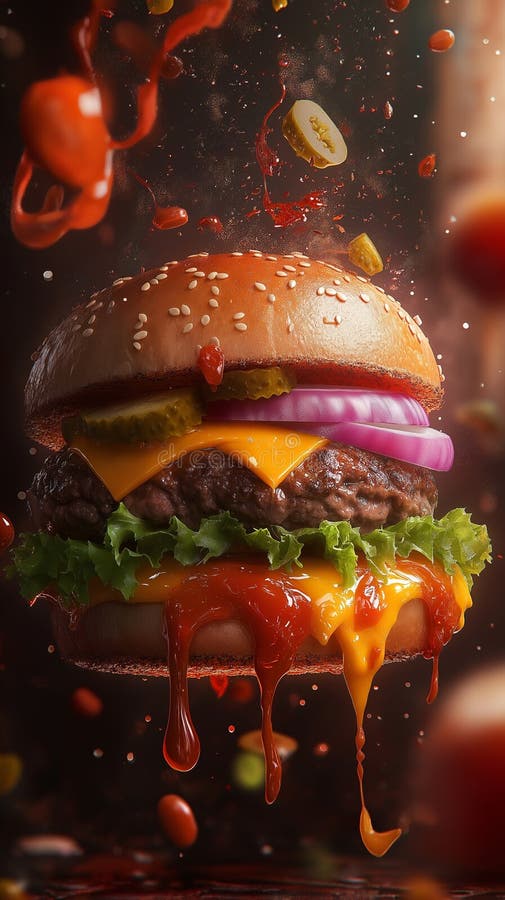 Explosive Burger stock illustration. Illustration of spicy - 343930495
