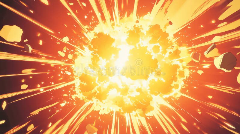 Explosive Burst with Bright Flames and Debris Flying in All Directions ...