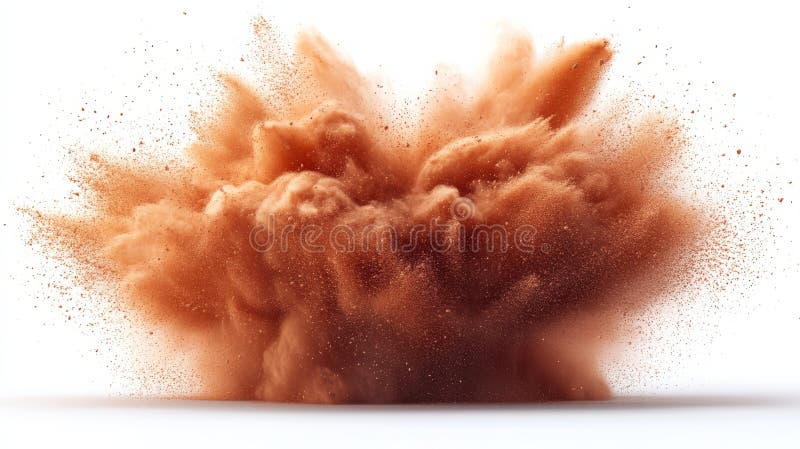 Explosive Burst of Brown Powder Cloud on White Background Stock Image ...