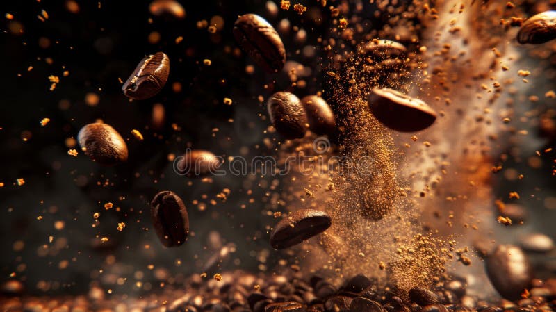 Explosive Burst of Coffee Beans.AI Generated Image Stock Photo - Image ...