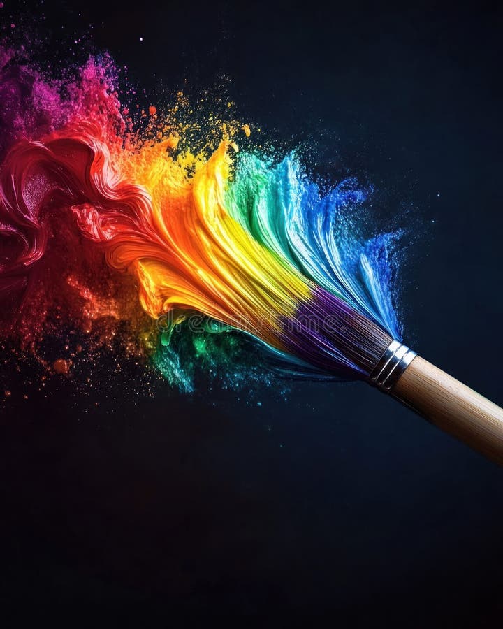 Explosive Burst of Color from a Paintbrush Stock Illustration ...