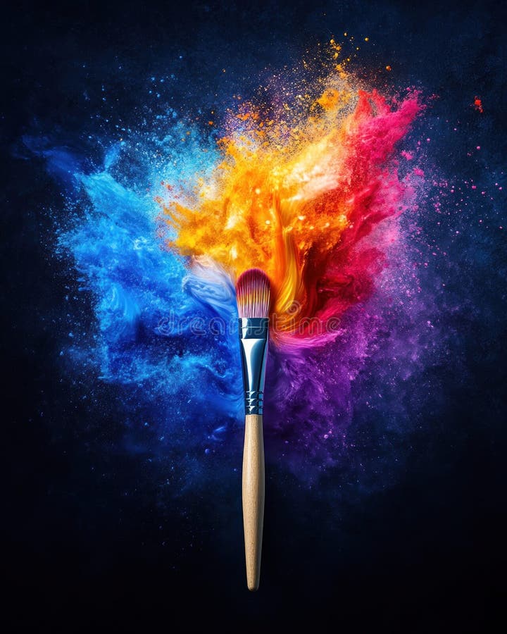 Explosive Burst of Color from a Paintbrush Stock Illustration ...
