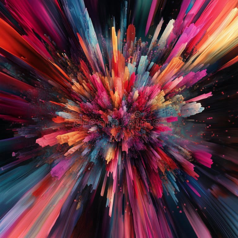 Explosive Burst of Colorful Abstract Art with Vibrant Radiating ...