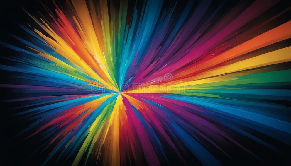 Explosive Burst of Colorful Light Rays on Black Stock Photo - Image of ...